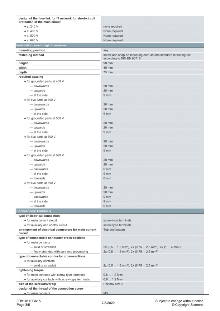 3RV1011-0CA15 technical document page 3