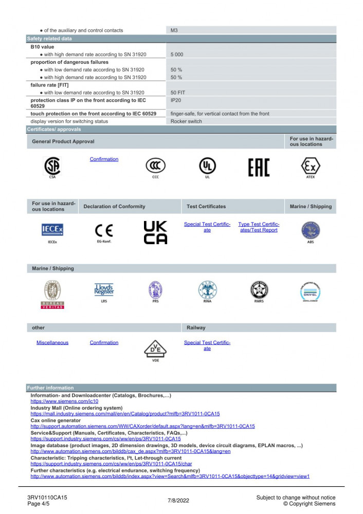 3RV1011-0CA15 technical document page 4