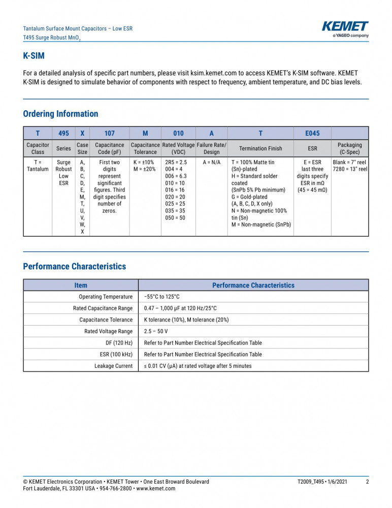KEMET T495 datasheet page 2