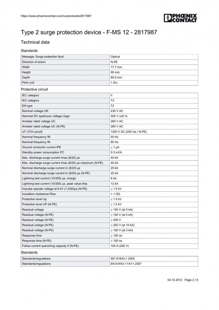 Phoenix Contact 2817987 technical document page 2