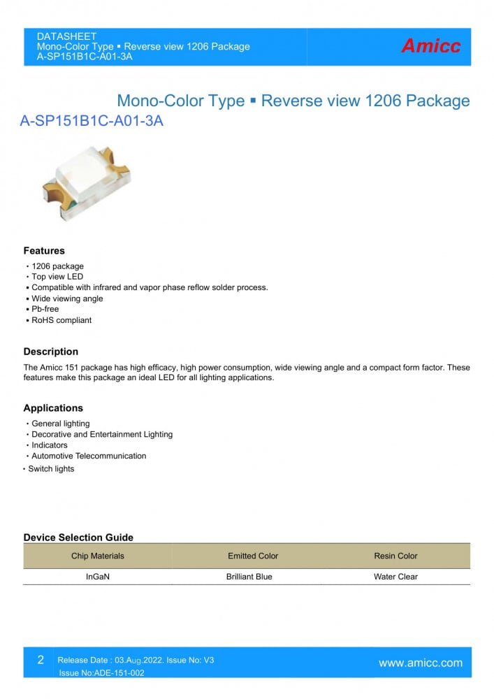 A-SP151B1C-A01-3A datasheet page 2