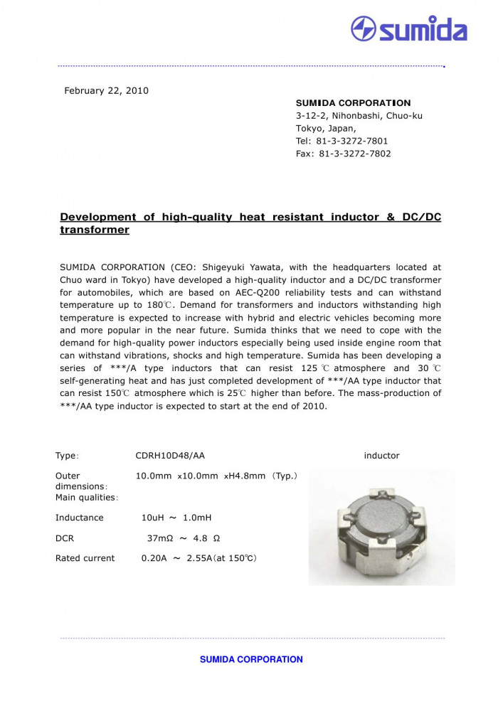 CDRH10D48/AA product documentation image 1