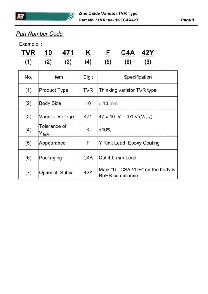 TVR10471KFC4A42Y datasheet page 4