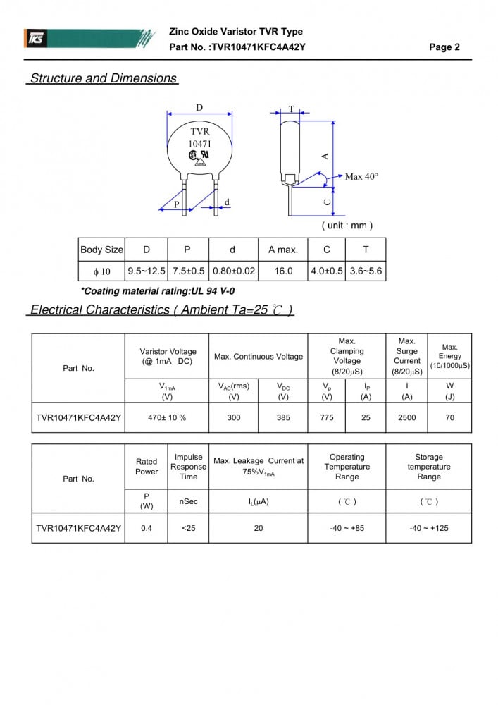 TVR10471KFC4A42Y datasheet page 5