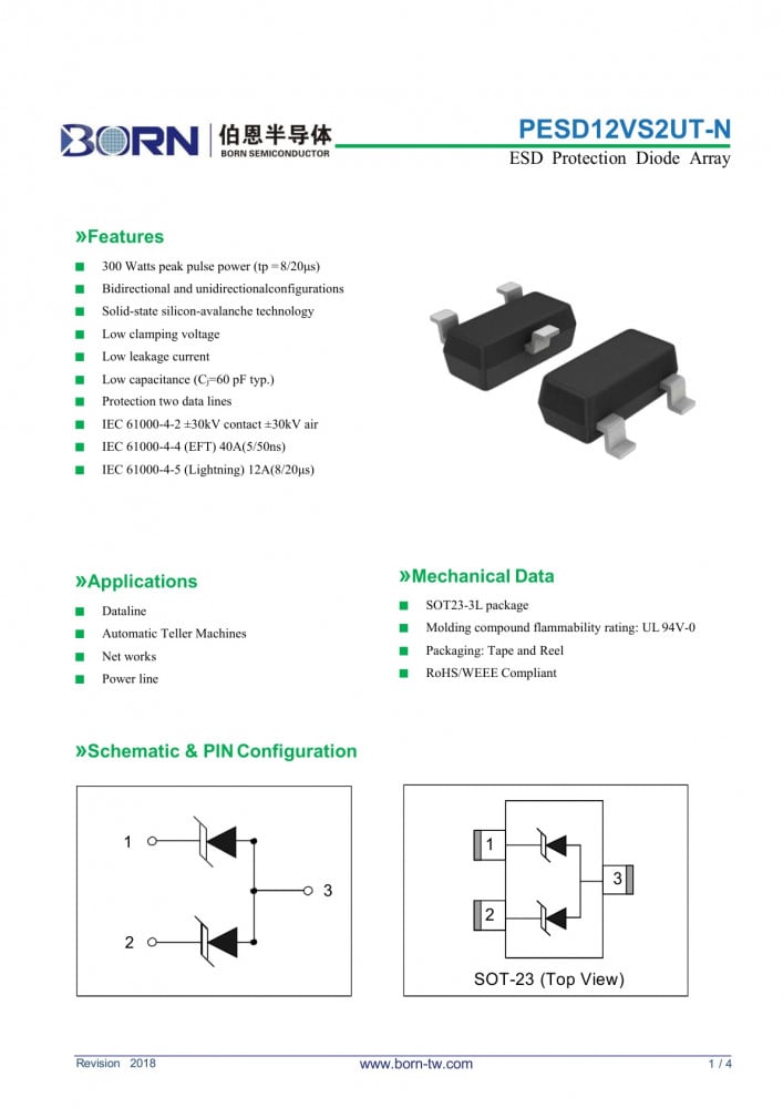 PESD12VS2UT-N datasheet page 1