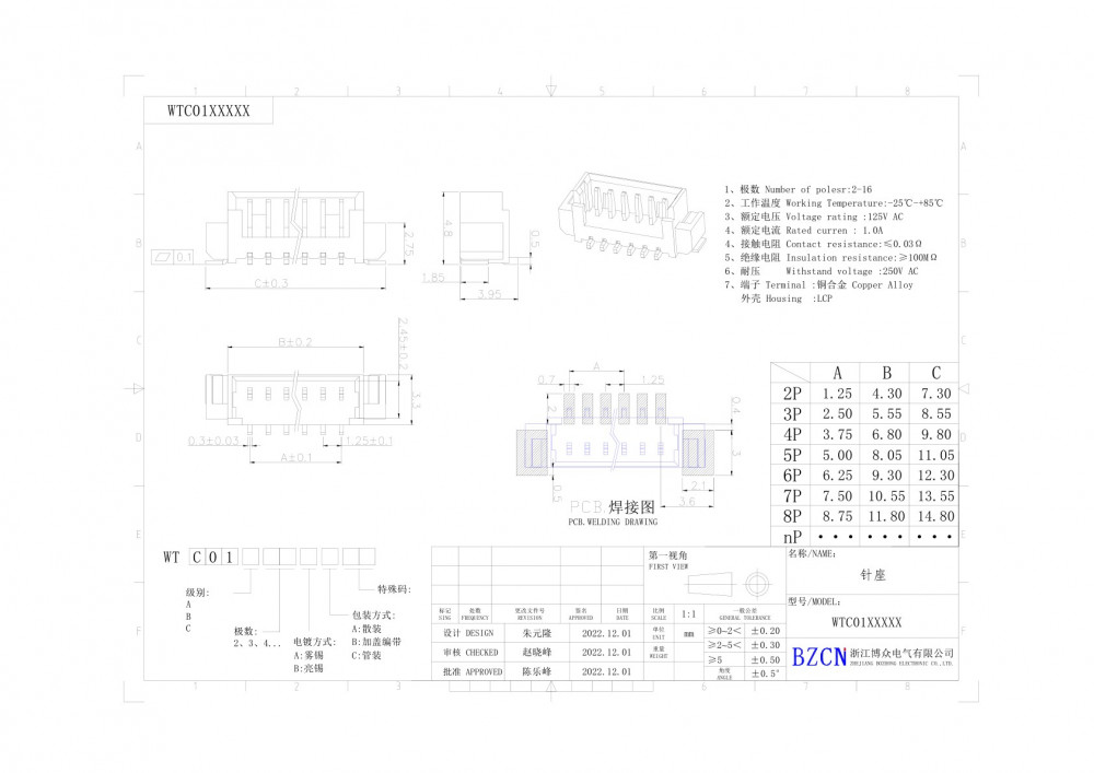 WTC01A05BB specification page 2