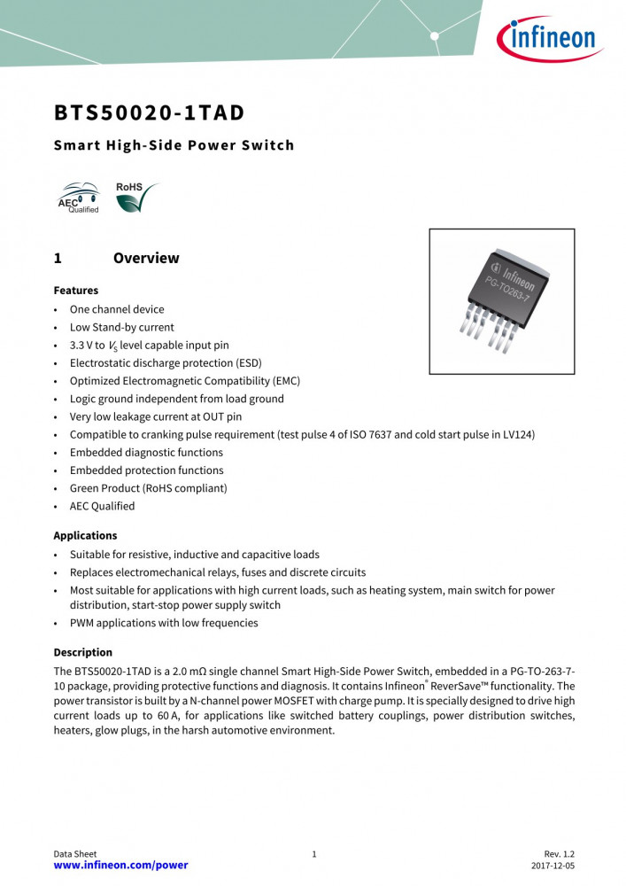 BTS50020-1TAD datasheet page 1