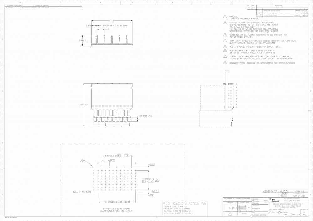 TE Connectivity 646493-1 controlled drawing preview