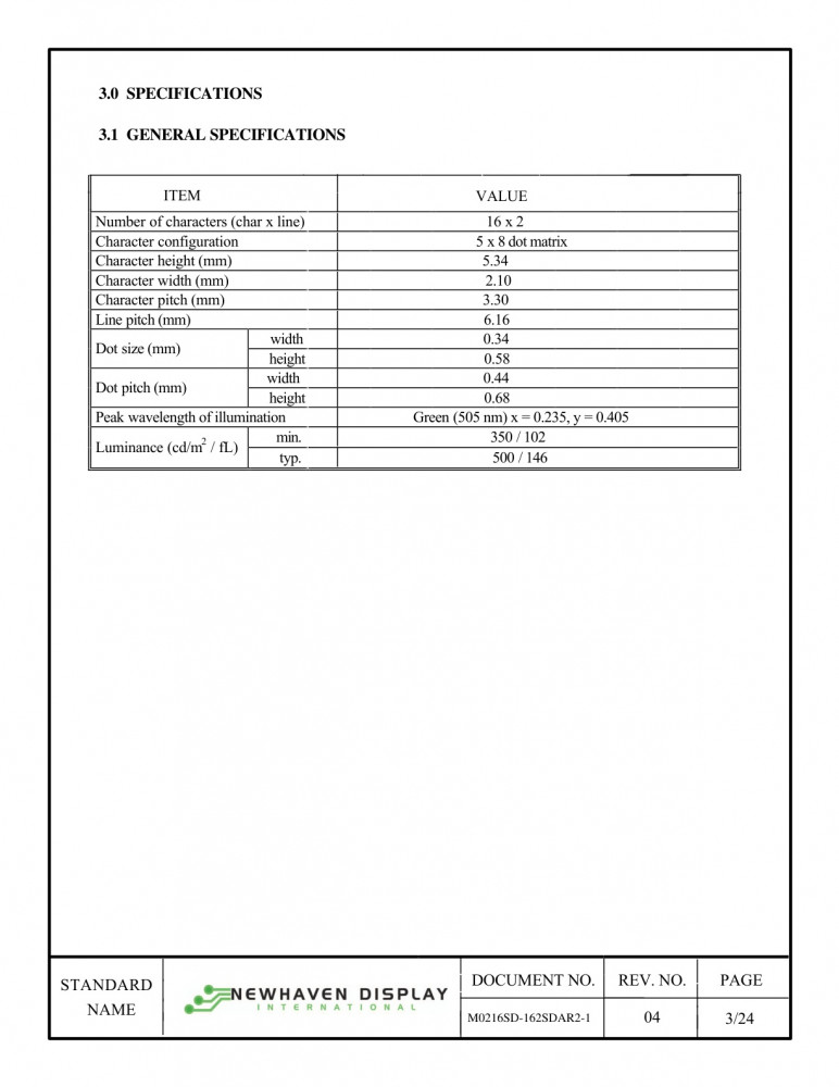 M0216SD-162SDAR2-1 datasheet page 3