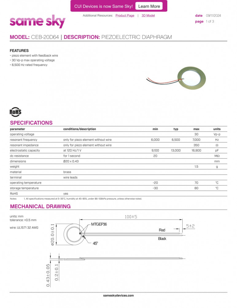 CEB-20D64 datasheet image, page 1