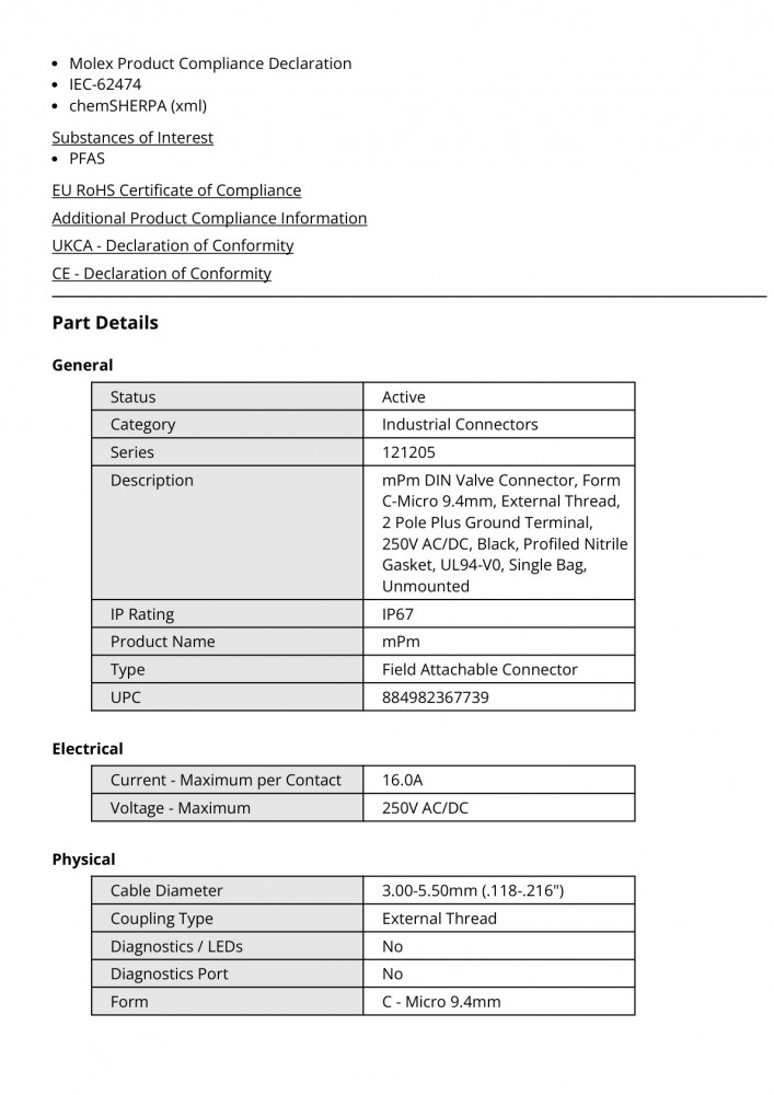 DIN valve connector specification preview, page 2
