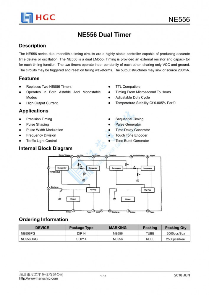 NE556DRG technical document page 1