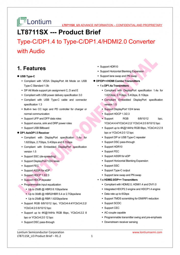 LT8711SX technical document page 1