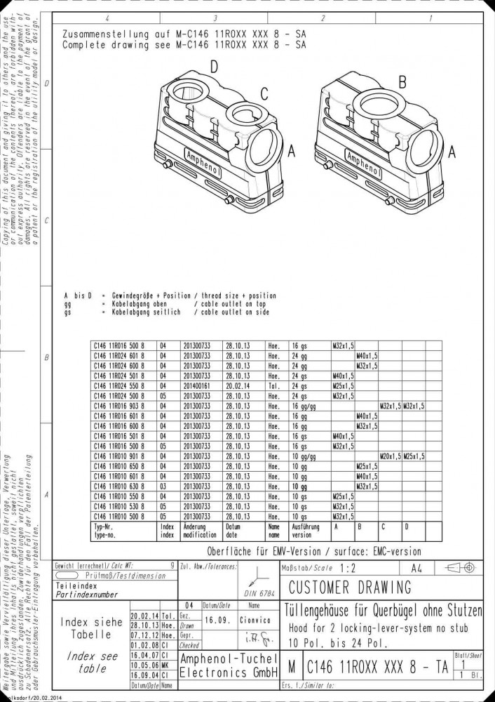 Amphenol C146 customer drawing preview
