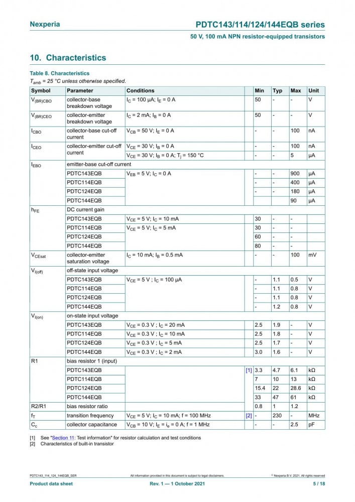 PDTC114EQBZ datasheet page 5