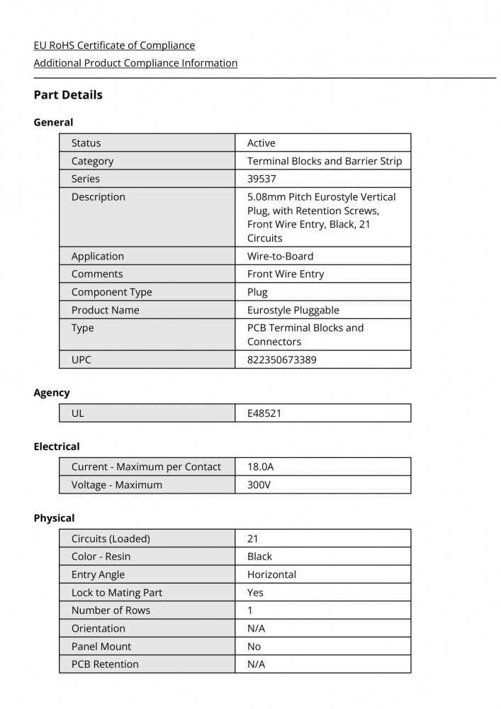 Technical document page 2 for MOLEX 395373021