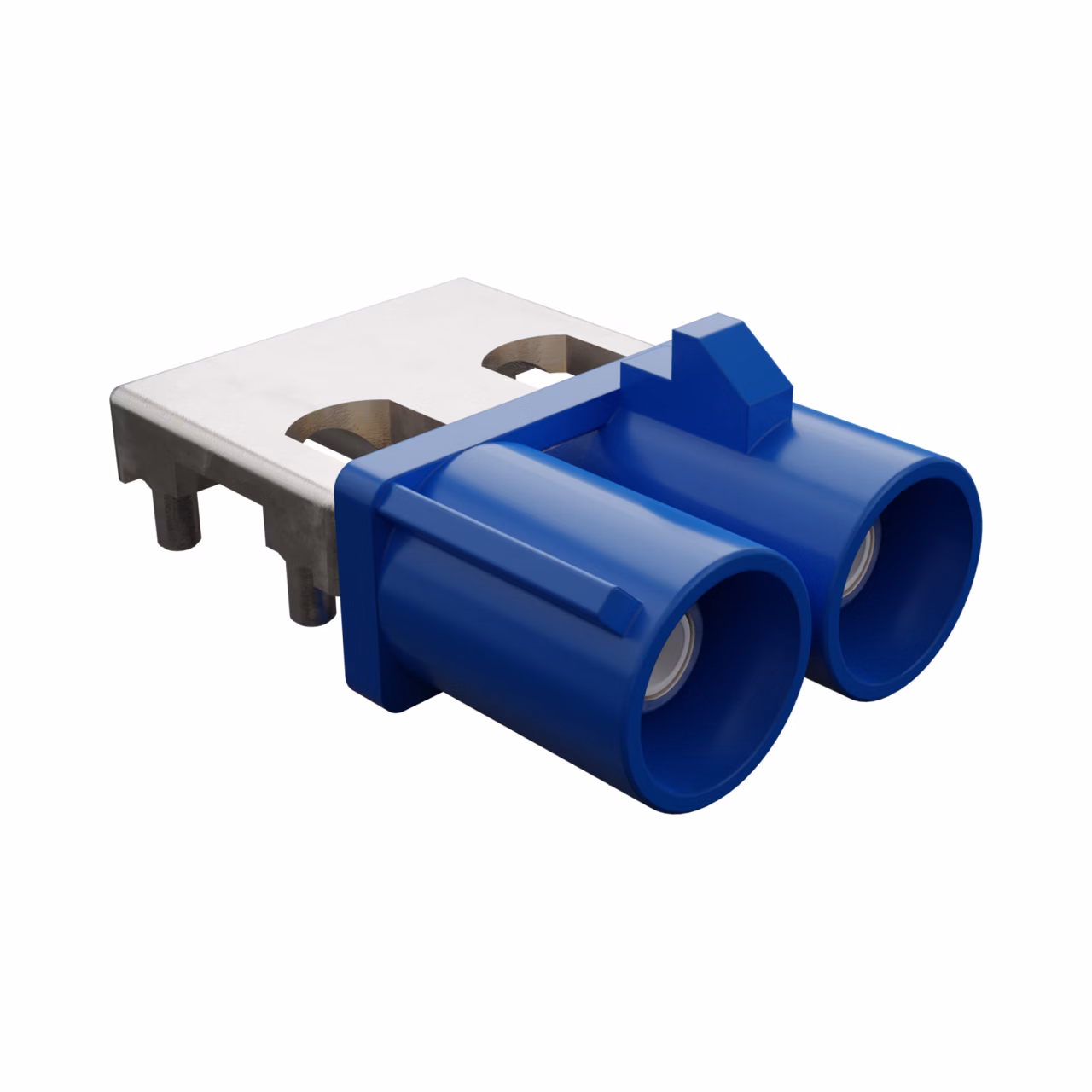 FAKRA Jack, Dual, Right-Angle, PCB Receptacle, End Launch, Die Cast Body, Tin (Sn) Plated, Keying Code C,  Blue 50 Ohms for sale