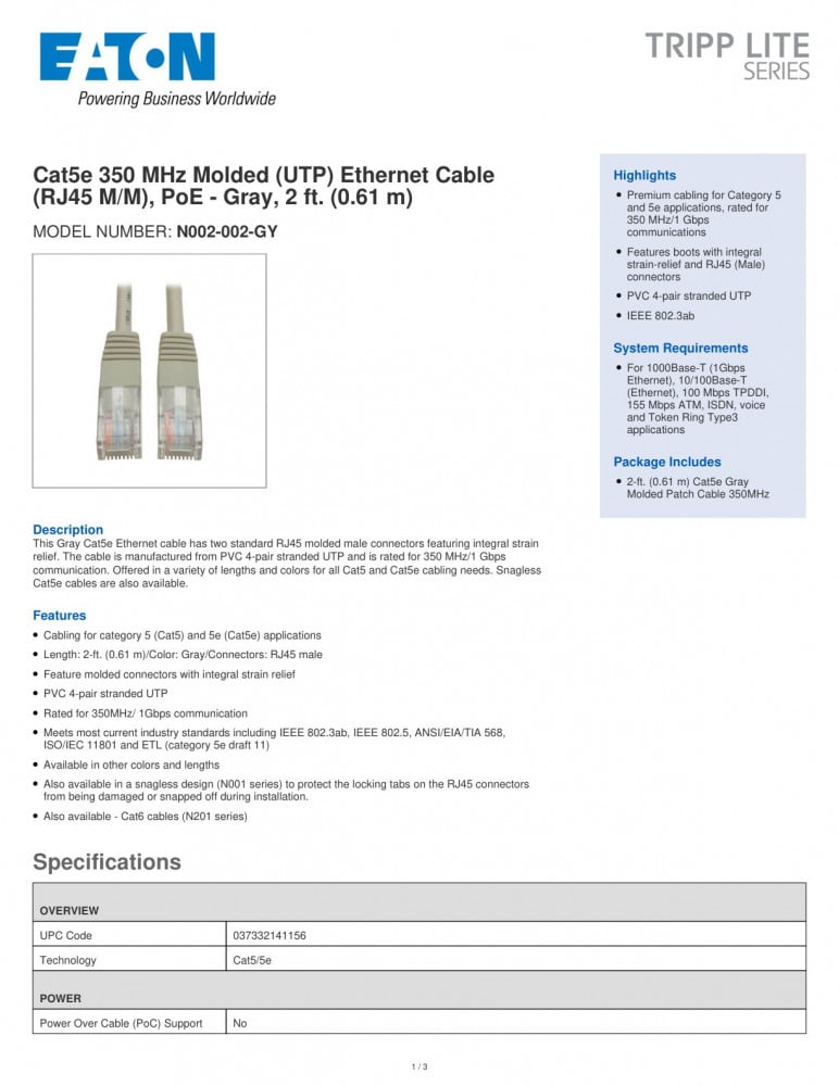 N002-002-GY technical document page 1