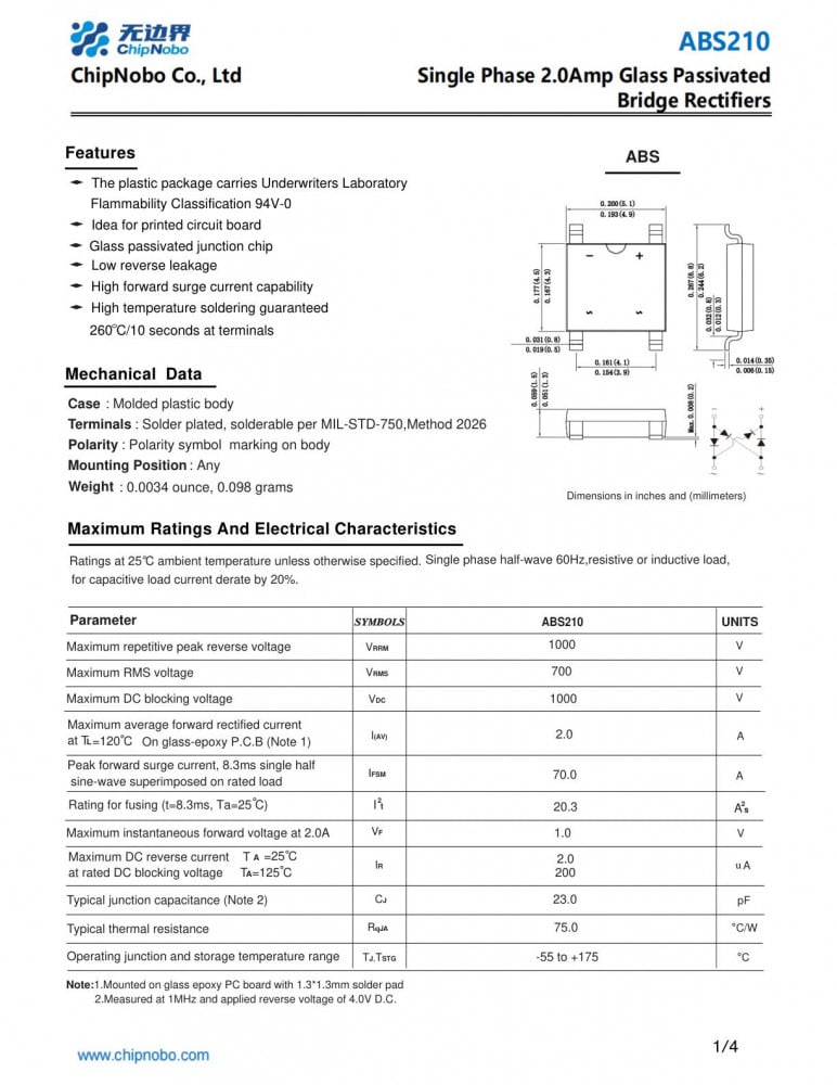 ABS210 datasheet page 1
