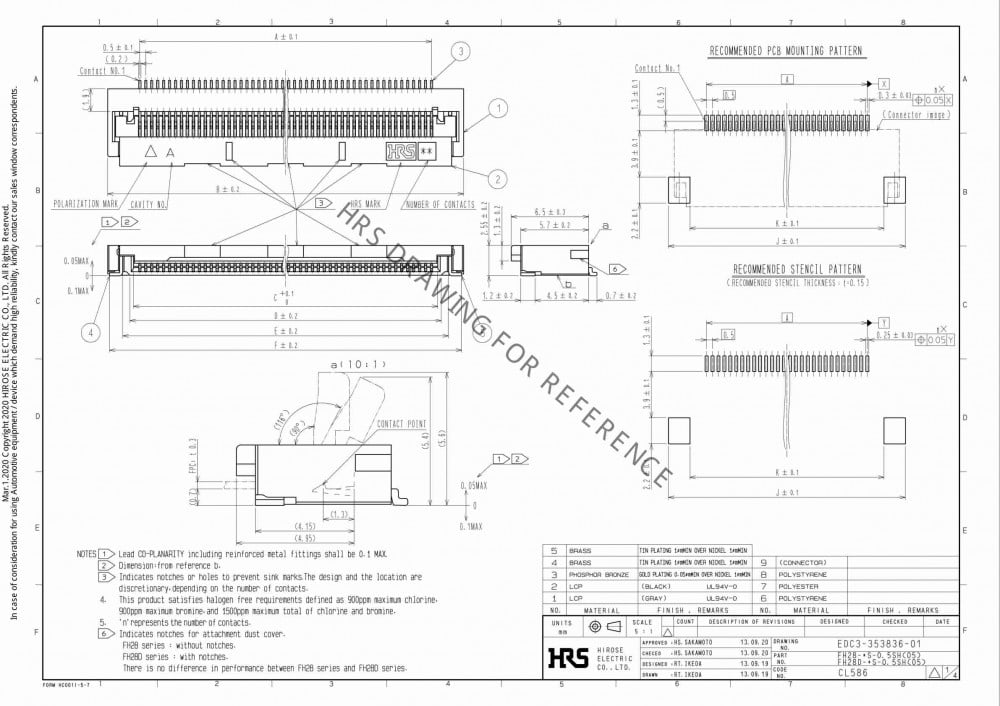 HRS FH28 connector drawing page 1
