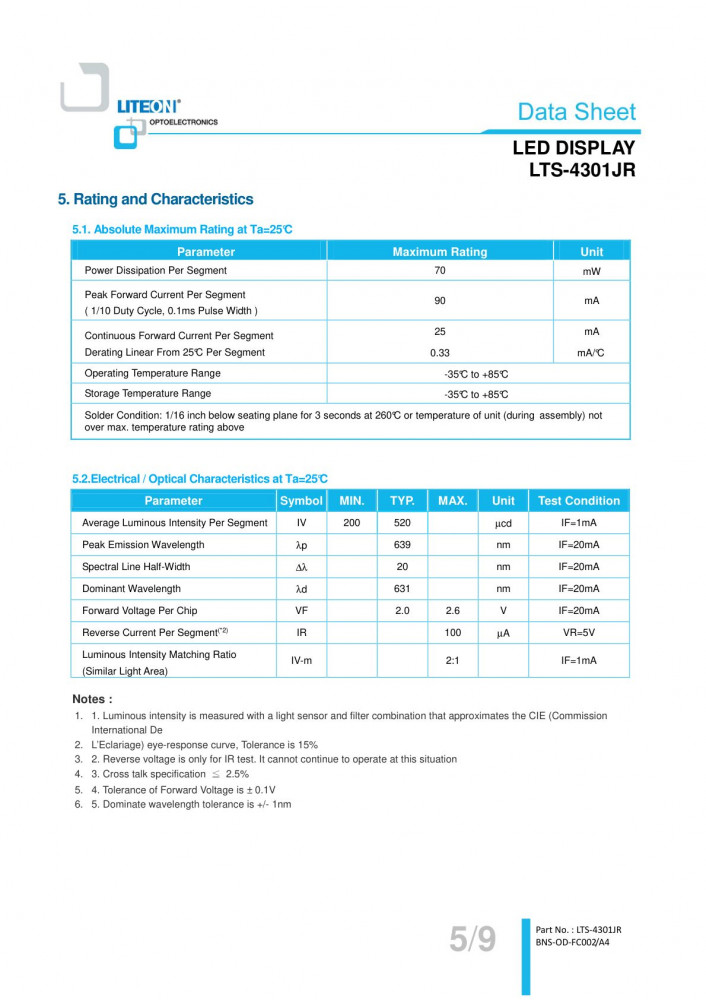 LTS-4301JR datasheet page 6