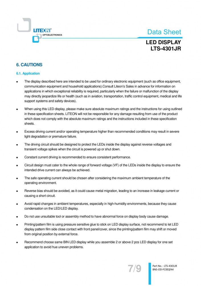 LTS-4301JR datasheet page 8