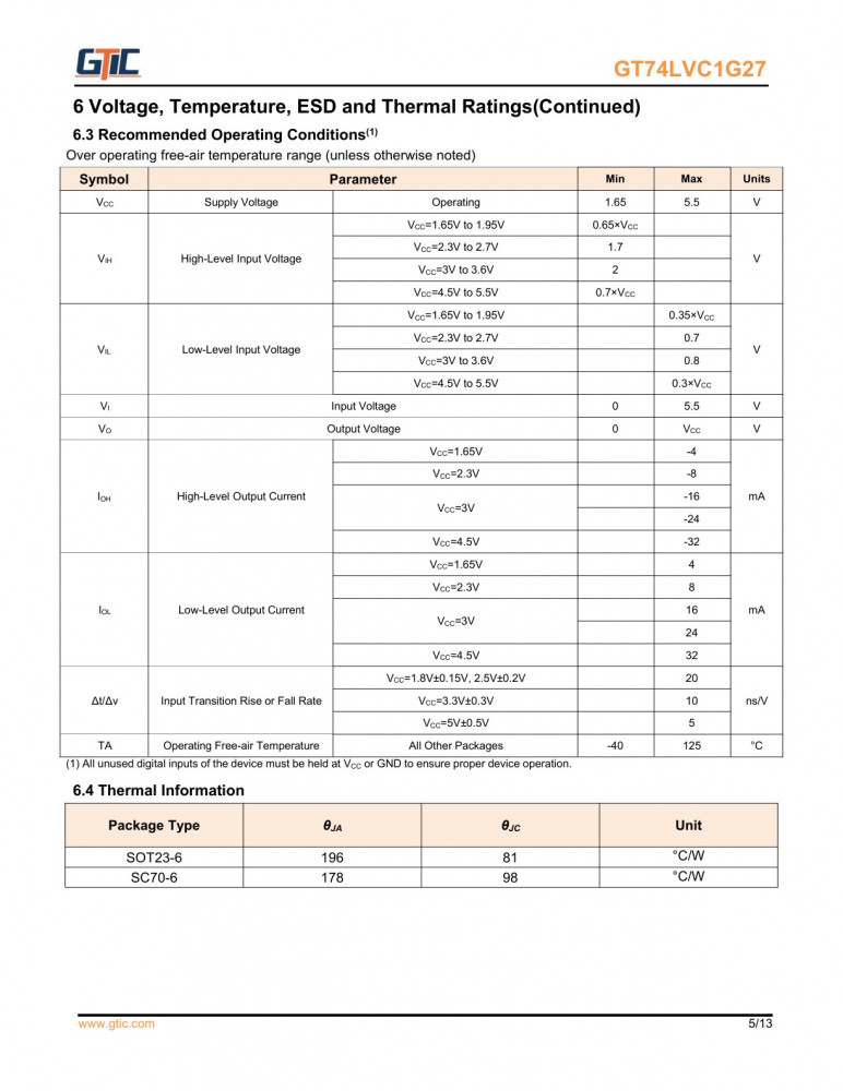 GT74LVC1G27S6 datasheet page 6
