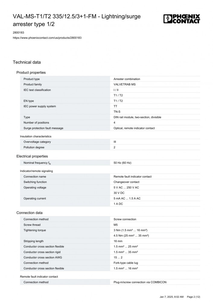 Phoenix Contact 2800183 technical document page 2