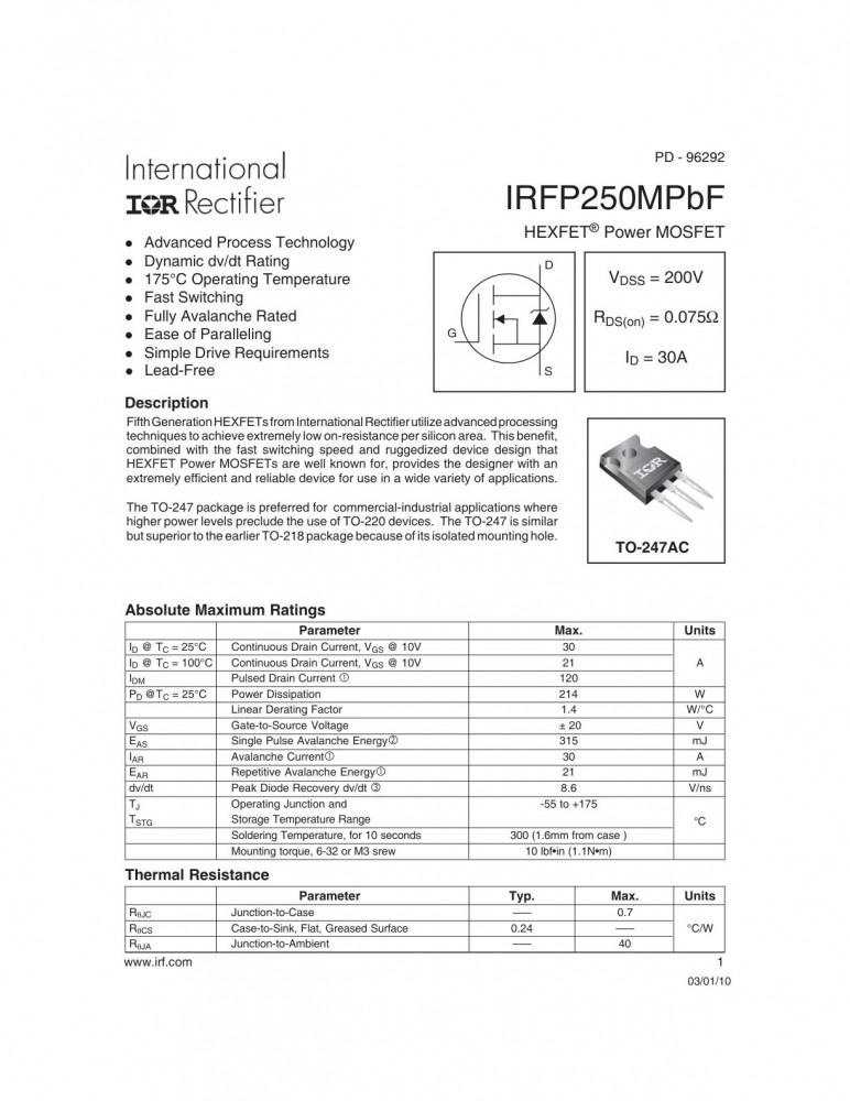 IRFP250MPBF datasheet page 1