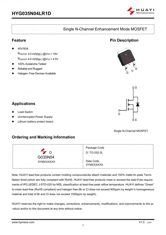 HYG035N04LR1D datasheet page 1