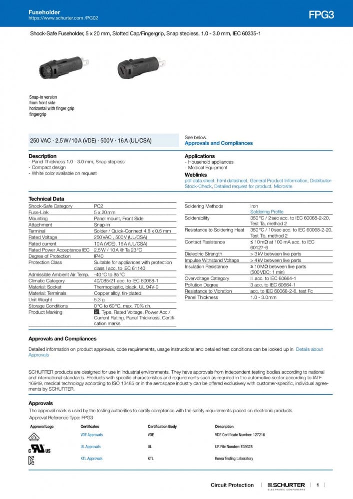 SCHURTER 3101.0235 technical document page 1