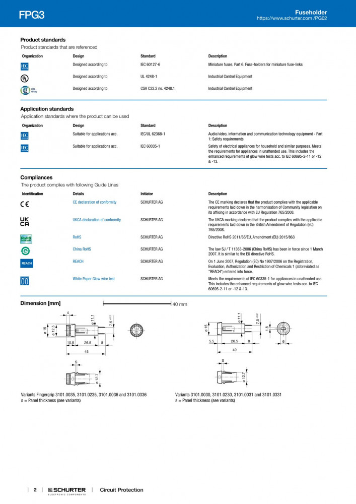 SCHURTER 3101.0235 technical document page 2