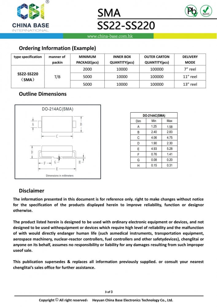 CBI SS26 datasheet page 3