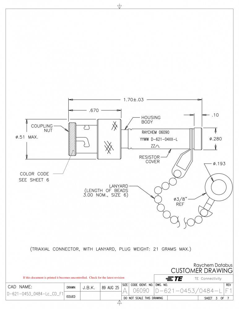 D-621-0454-L customer drawing sheet 3