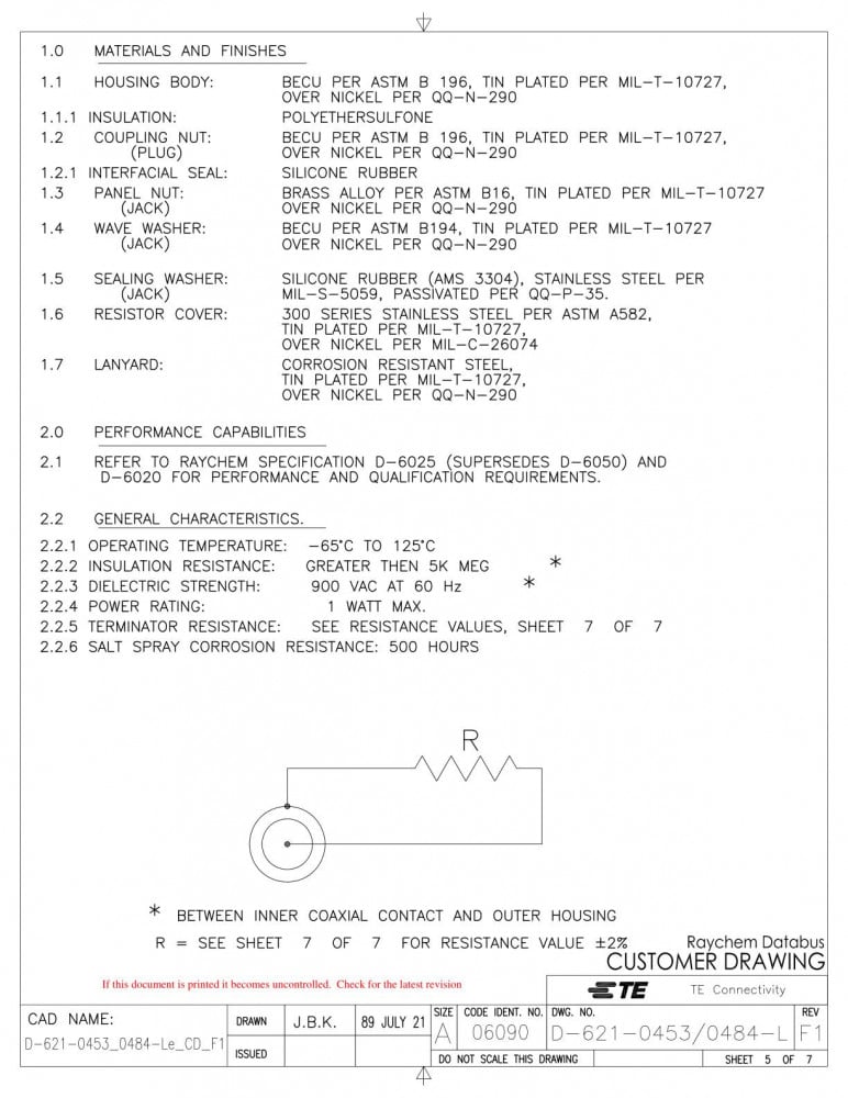 D-621-0454-L customer drawing sheet 5