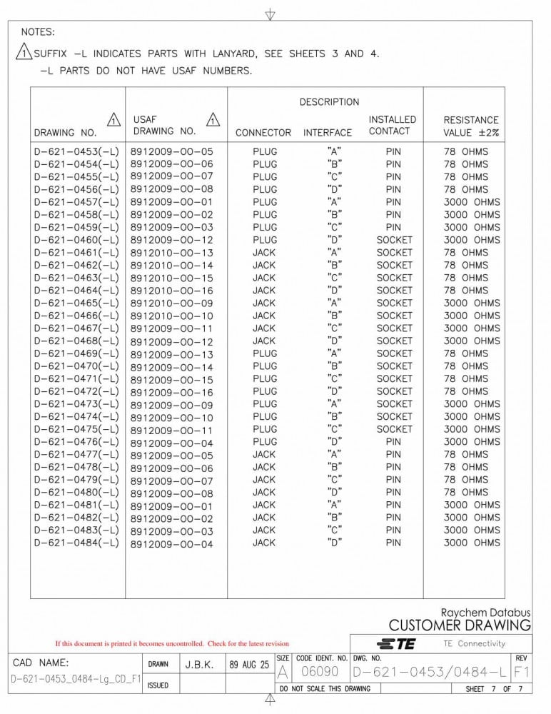 D-621-0454-L customer drawing sheet 7