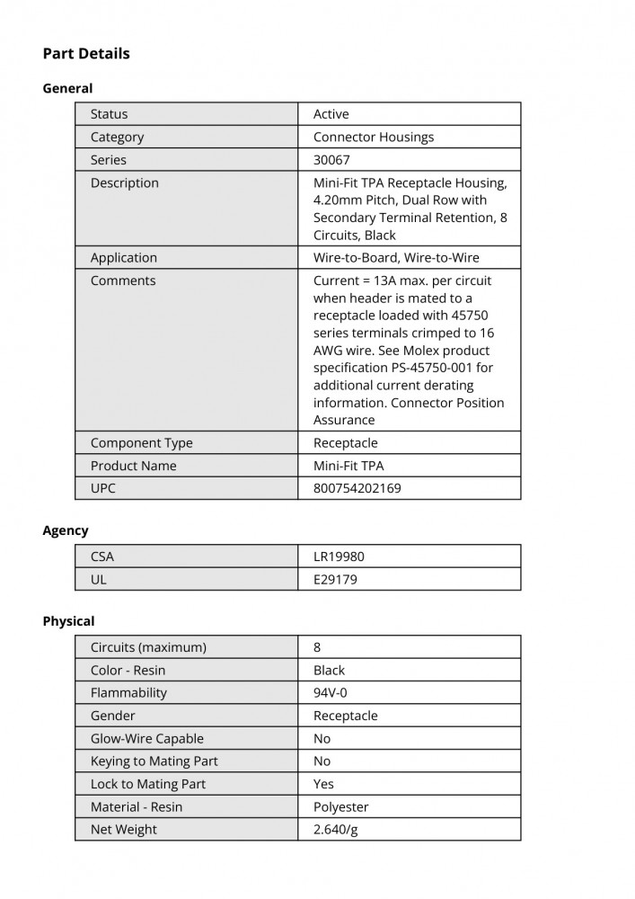 MOLEX Mini-Fit Plus HCS specification page 2