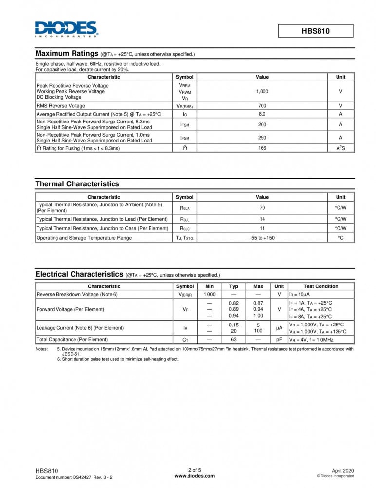 HBS810-13 datasheet page 2
