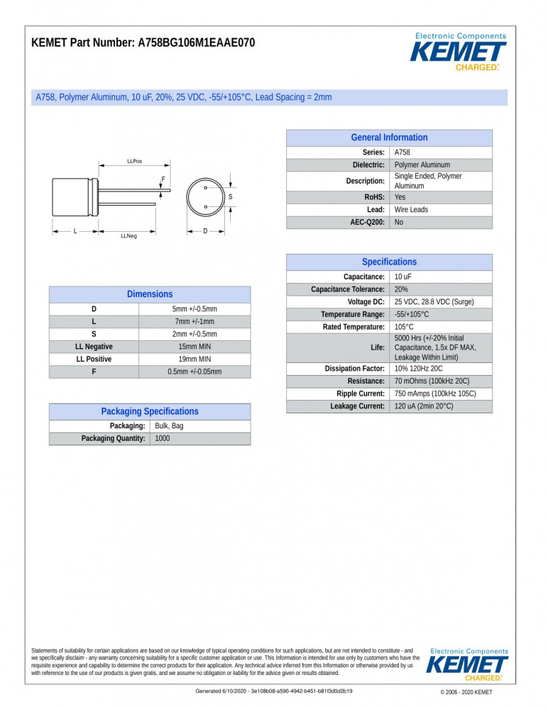 A758BG106M1EAAE070 technical document page