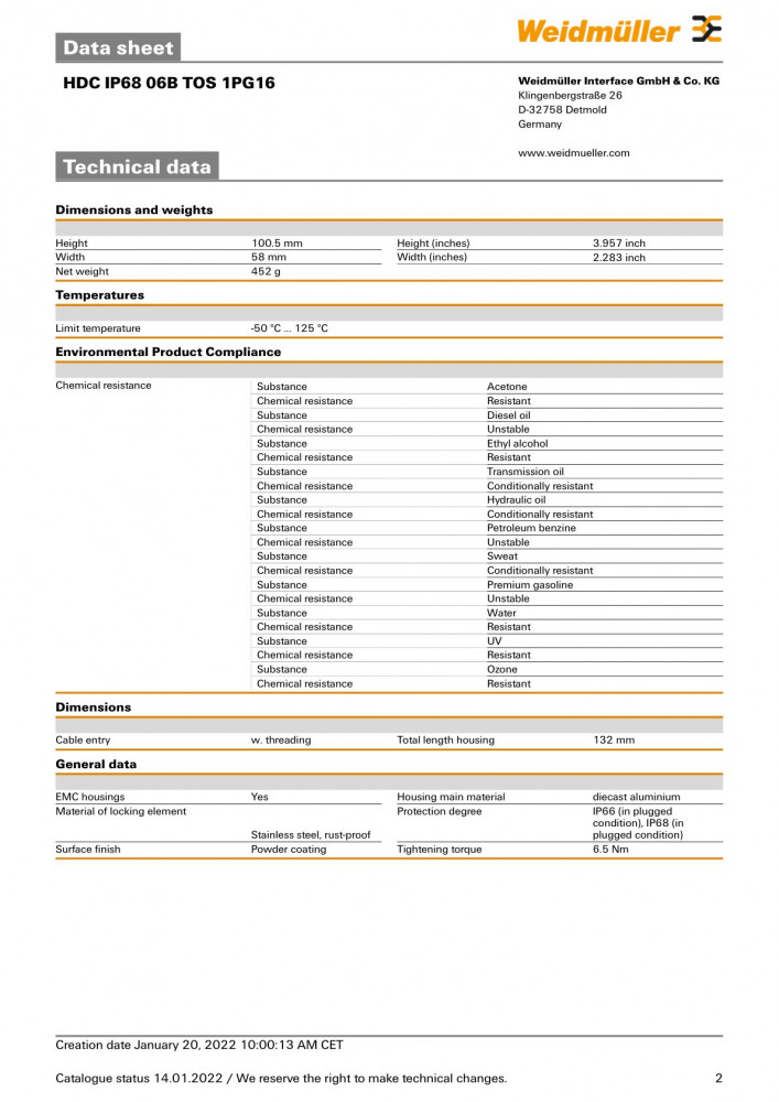WEIDMULLER 1082460000 technical document page 2