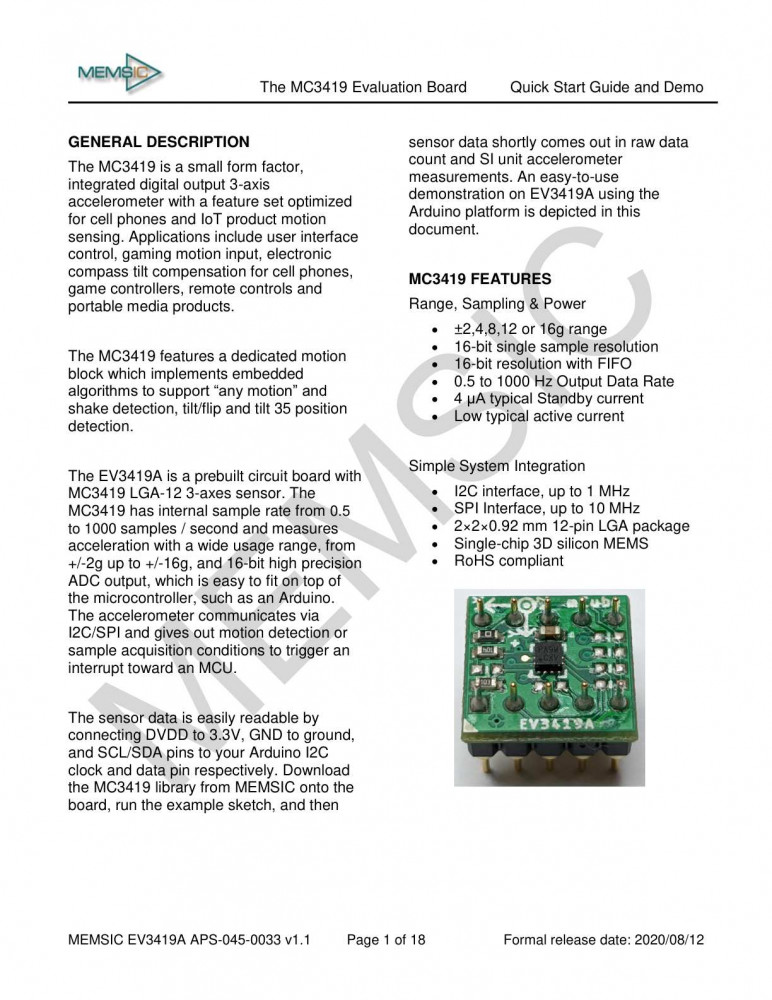 EV3419A technical document page 1