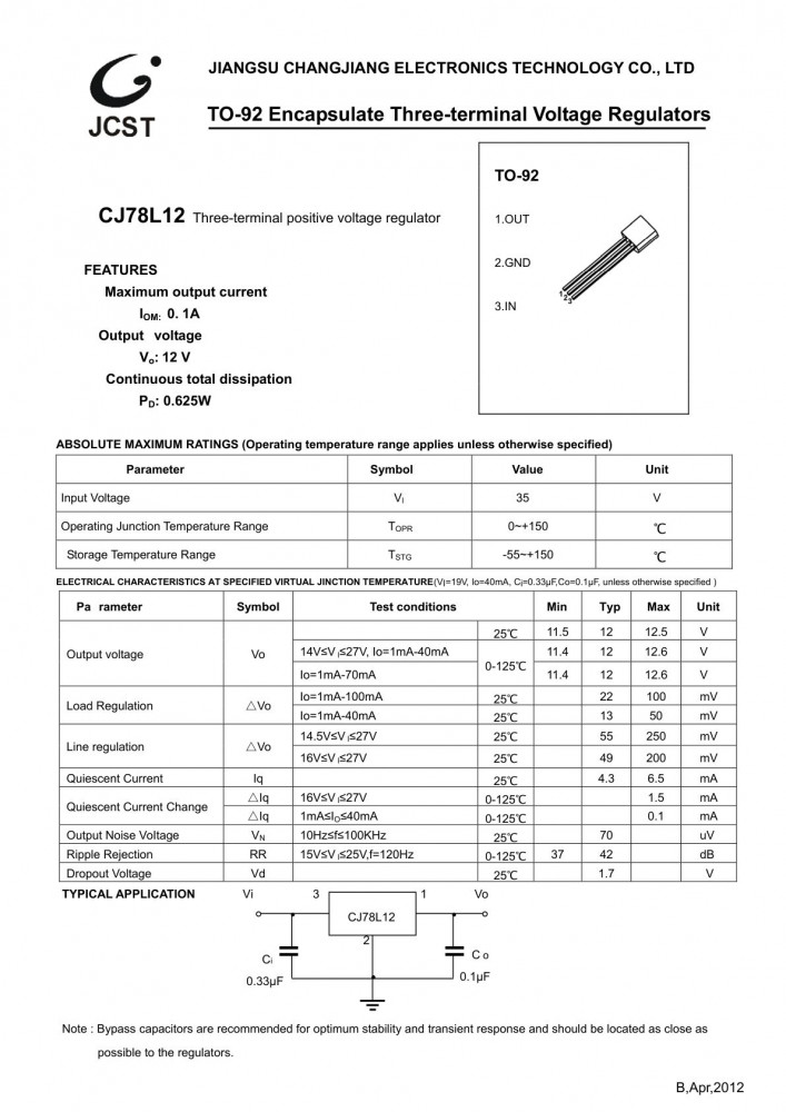 CJ78L12 datasheet preview