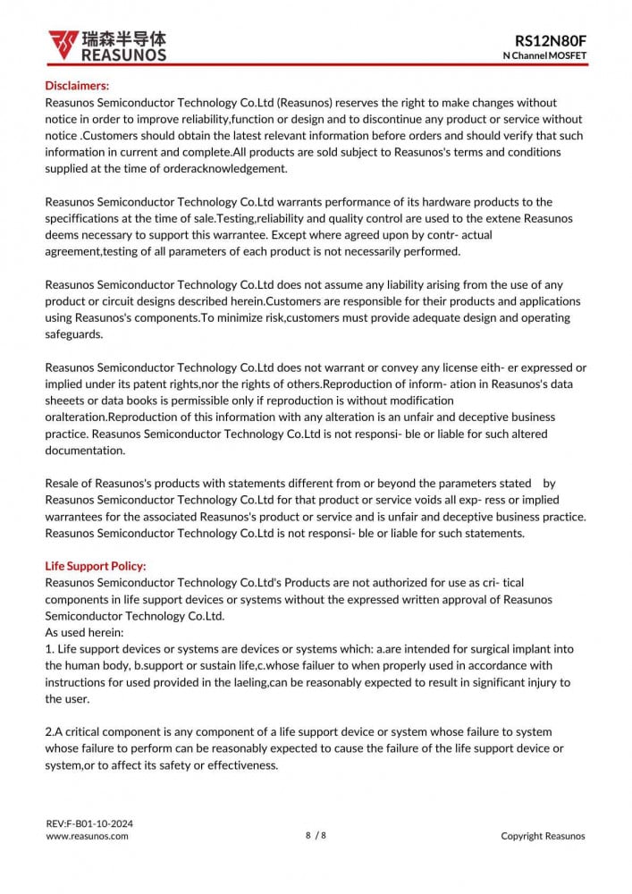 RS12N80F datasheet page 8