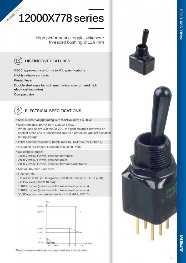 APEM 12000X778 datasheet page 1