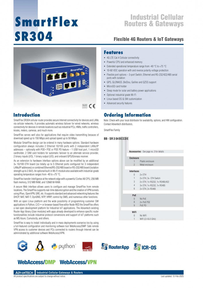 SmartFlex SR304 product documentation page 1