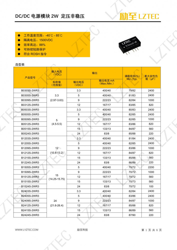 B0509S-2WR3 datasheet page 1