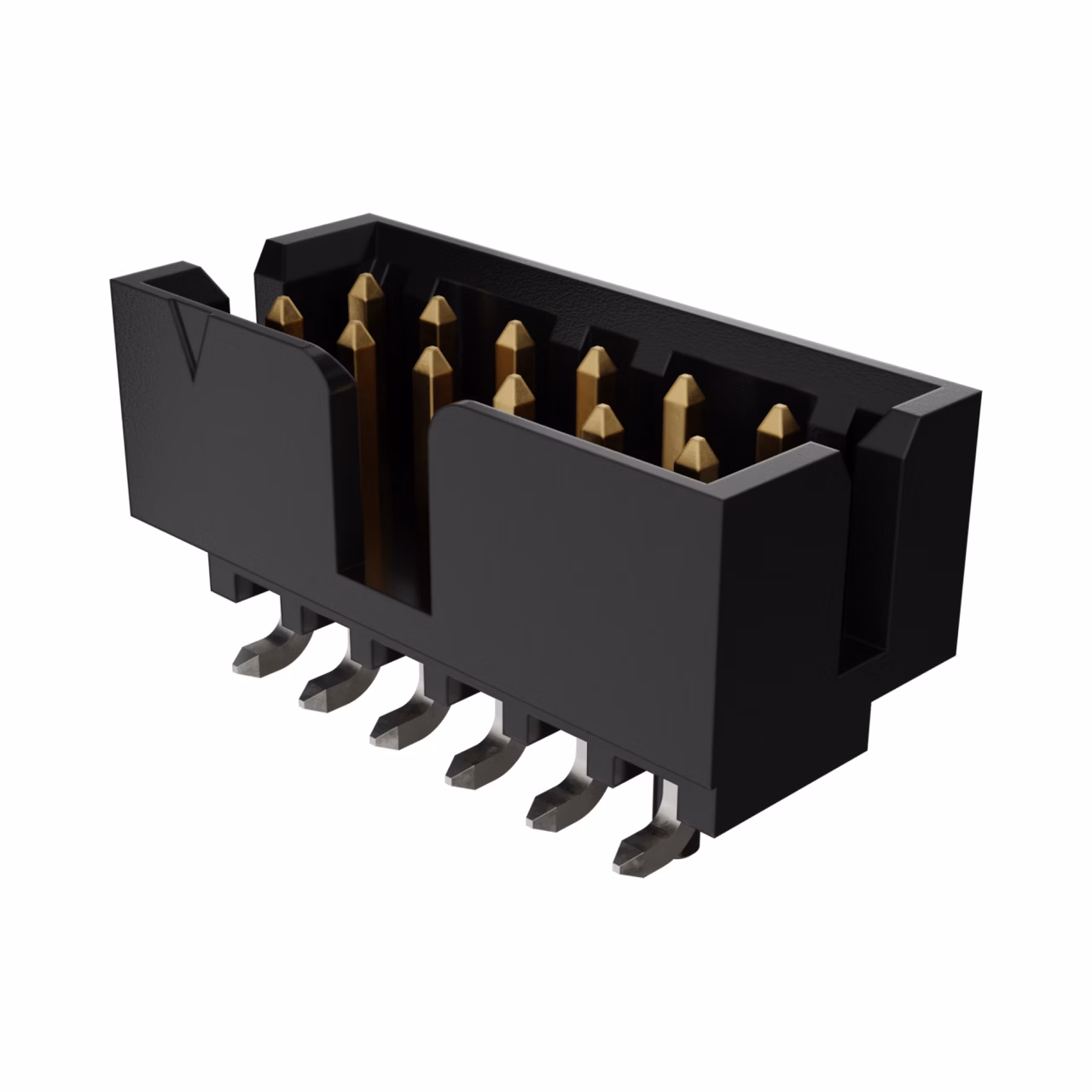 2.00mm Pitch, Milli-Grid PCB Header, Dual Row, Vertical, Surface Mount, Shrouded, 12 Circuits, 0.38µm Gold (Au) Plating, Dual Side Slots, Center Polarization, with Single Peg, Tube for sale