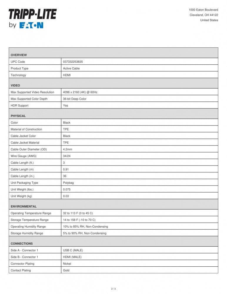 U444-003-HDR2BE technical document page 2