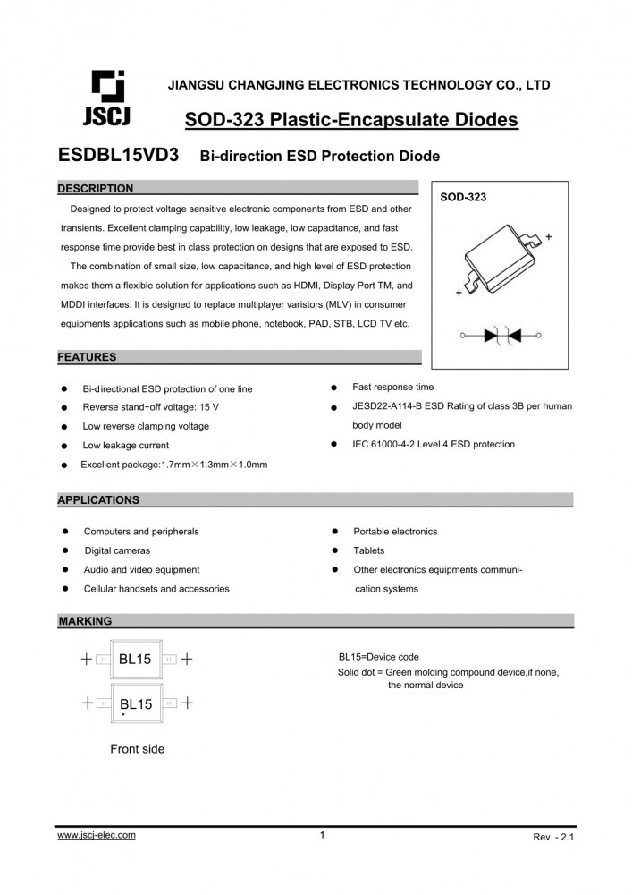 ESDBL15VD3 datasheet page 1