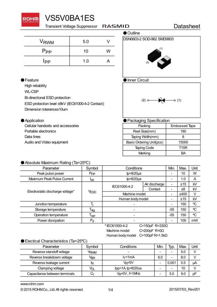 VS5V0BA1EST15R document page 1